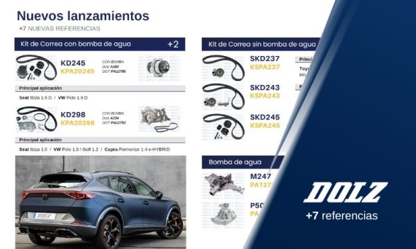 DOLZ lanza 7 nuevas referencias de bombas de agua y kits de distribución